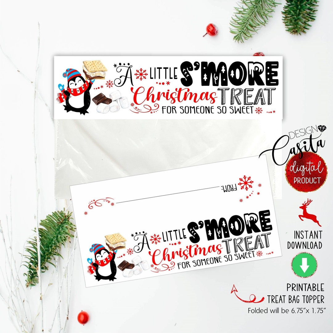 Smore Bag Topper Printable Label,a Little S'more Christmas Treat for ...