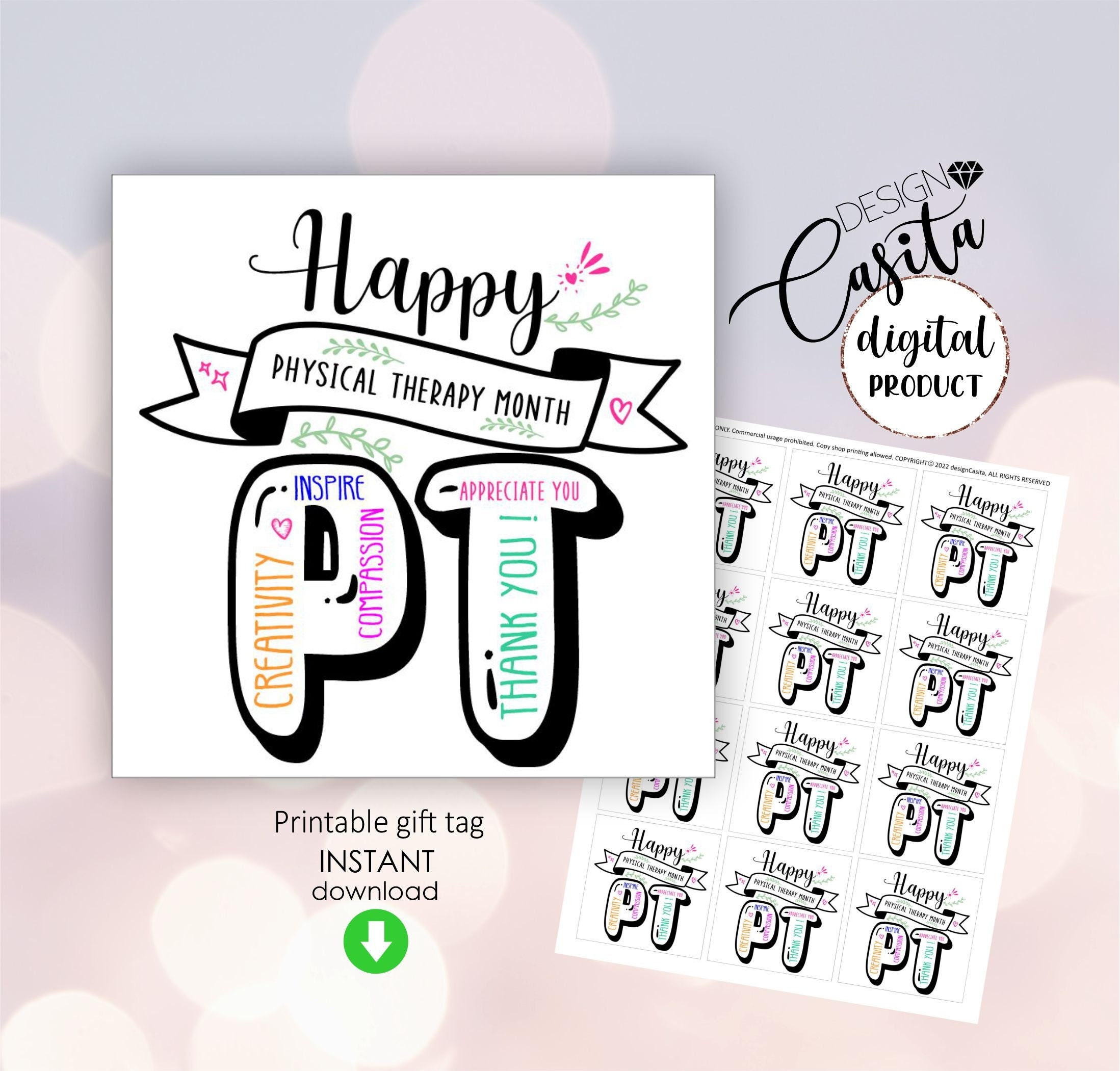 Physical Therapy Month Printable Gift Tag Banner PT Designpt - Etsy