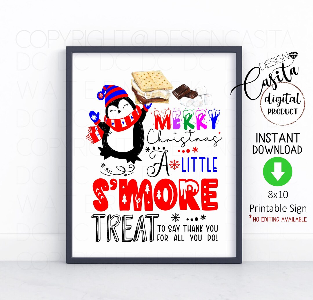 Smore Treat Printable 8x10 Party Sign,colorful Penguin Staff Employee ...
