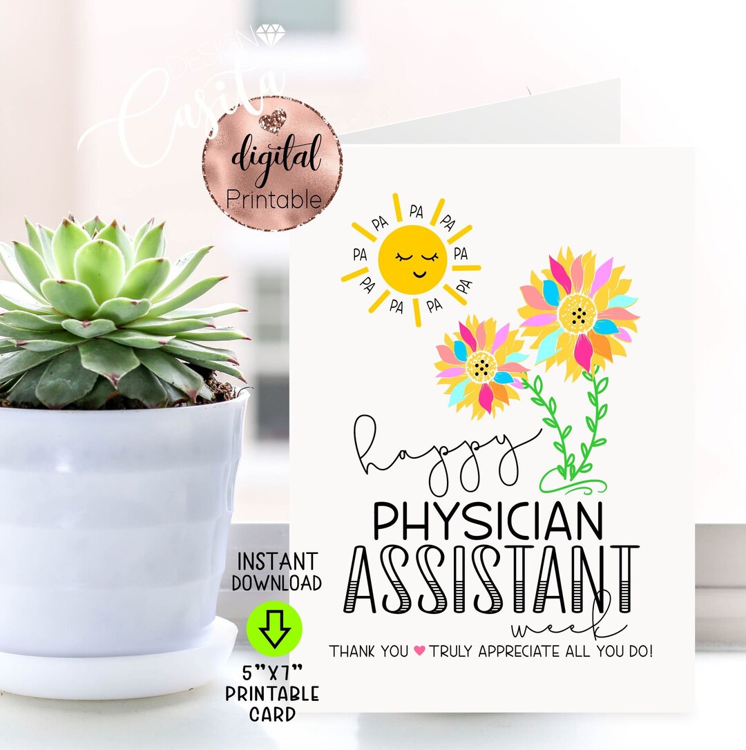 Physician Assistant Week Printable 5x7 Folded Greeting Card,pa ...