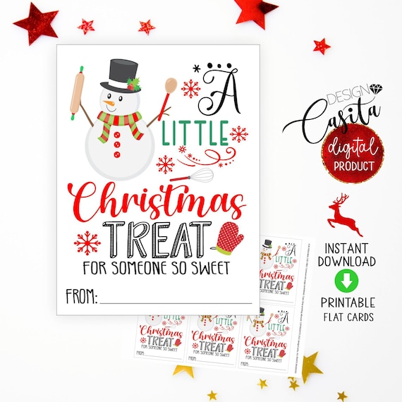 Christmas Treat Snowman Printable Gift Tagsweet Holiday - Etsy
