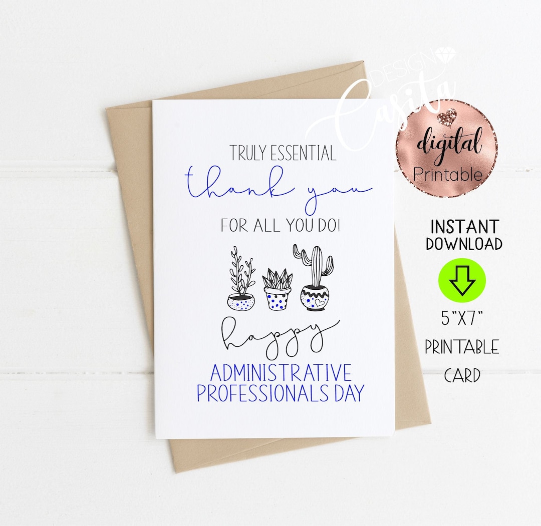 Administrative Professionals Day Printable 5x7 Folded Greeting Card ...