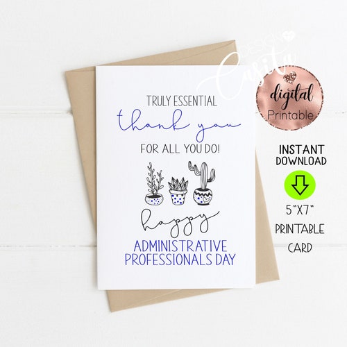 Printable Administrative Professionals Day Card Instant - Etsy