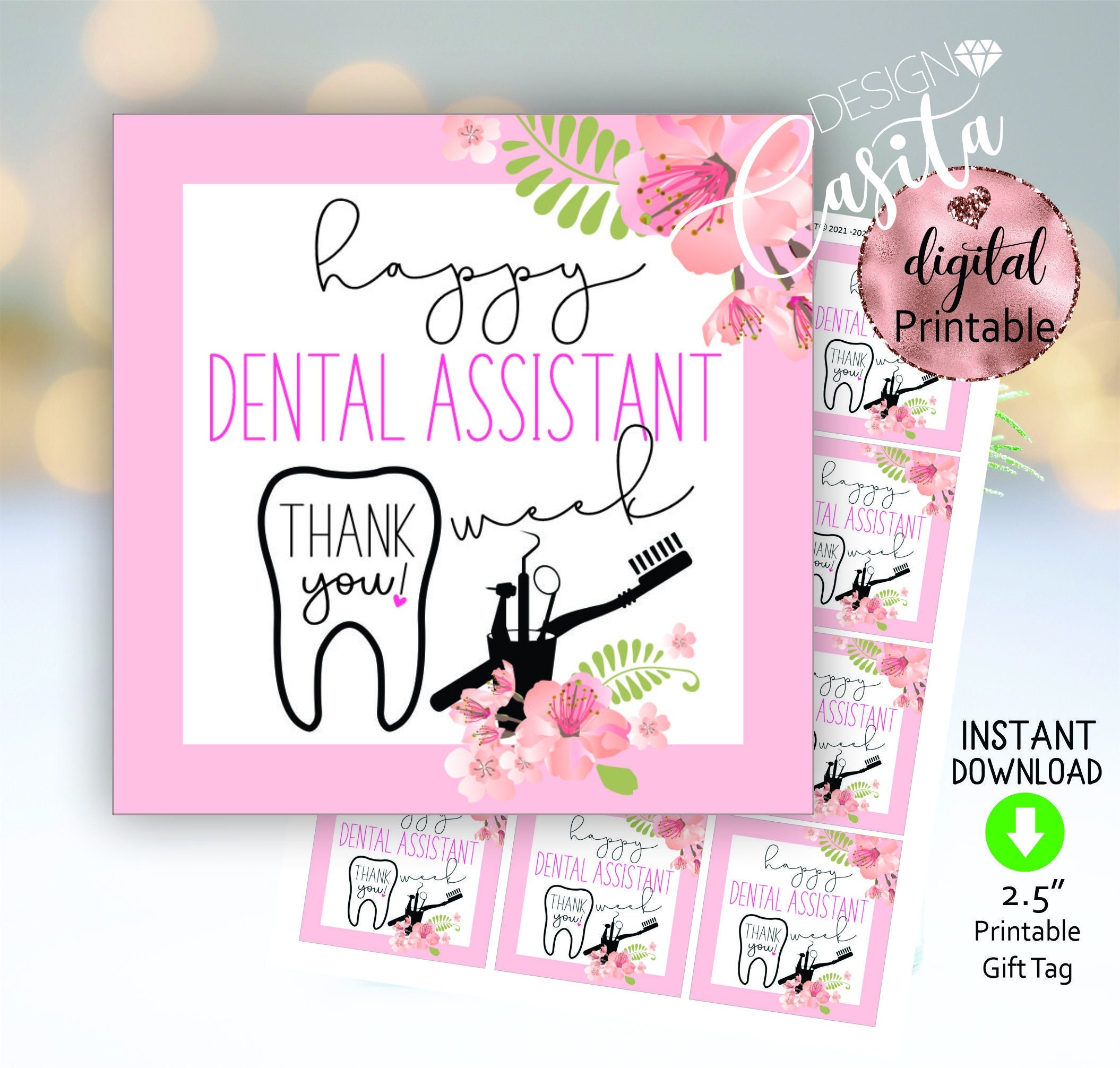 Happy Dental Assistant Week Printable Gift Tag,dentist Staff ...