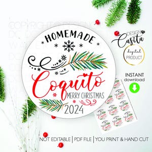 Coquito Homemade Feliz Navidad Printable Gift Tag Label,puerto Rican ...