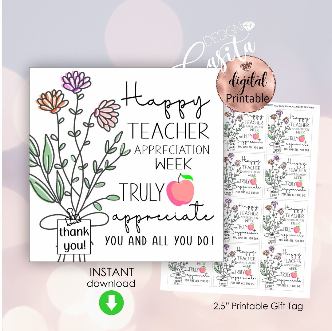 Teacher Appreciation Week Printable Favor Gift Tag,colorful Stem ...