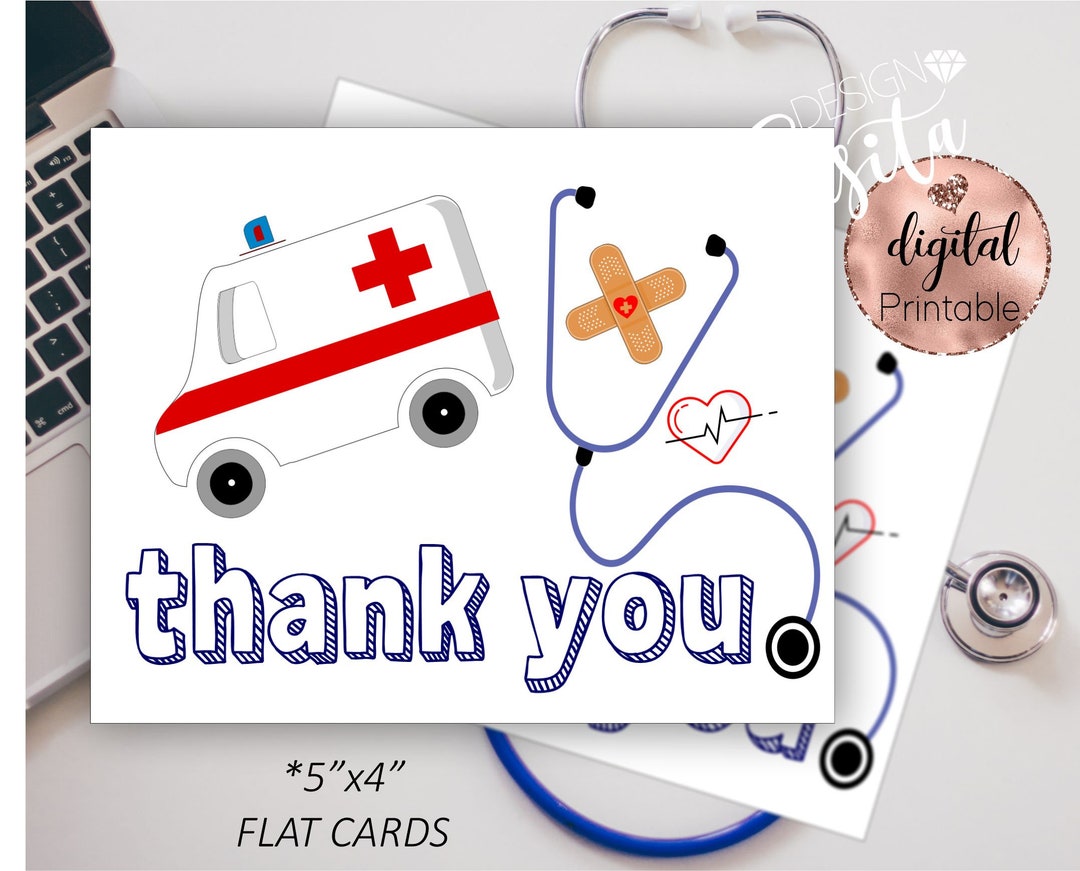 EMT Appreciation Thank You Printable Cards,paramedic Graduation Card ...
