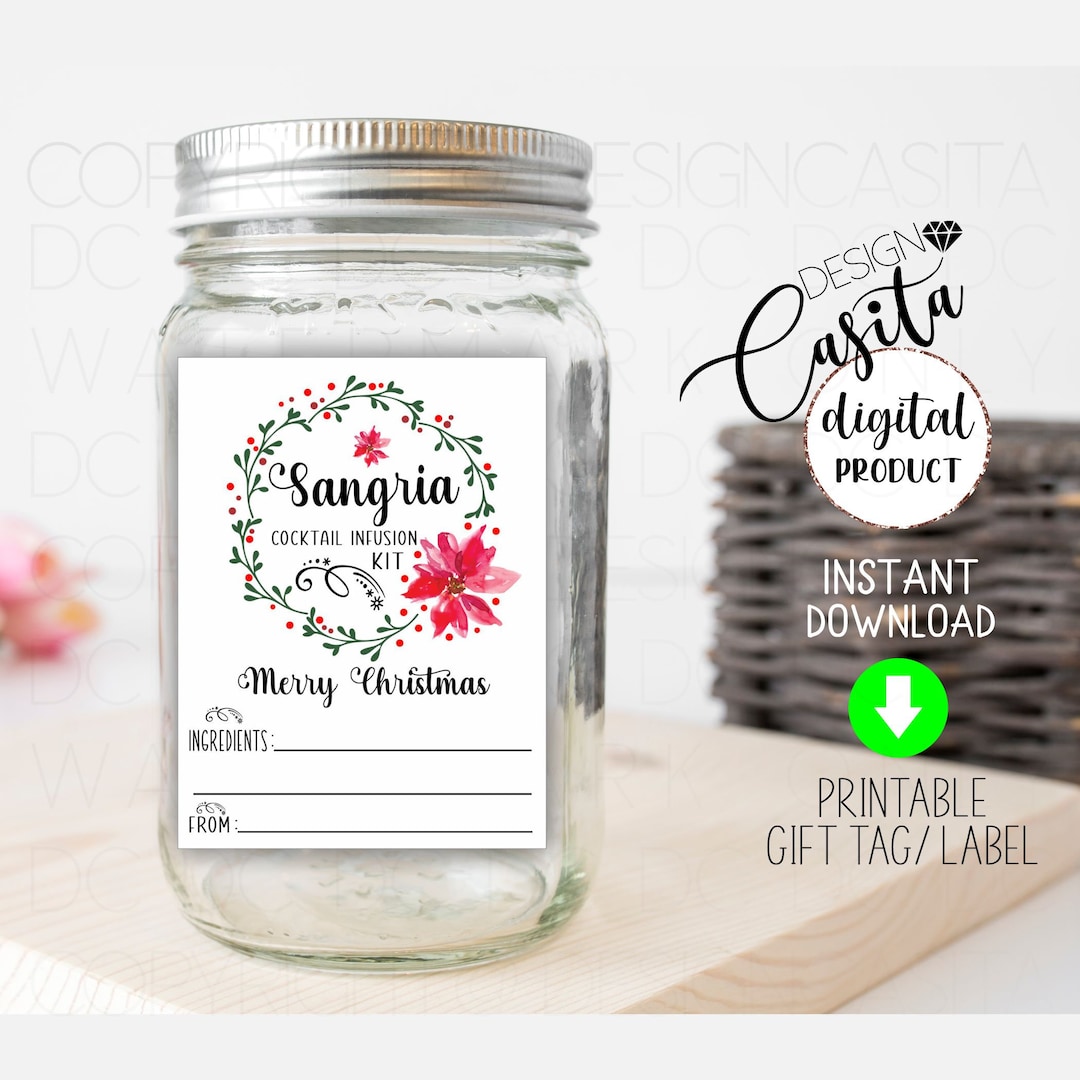 Sangria Cocktail Infusion Kit Printable Gift Tag Label - Etsy