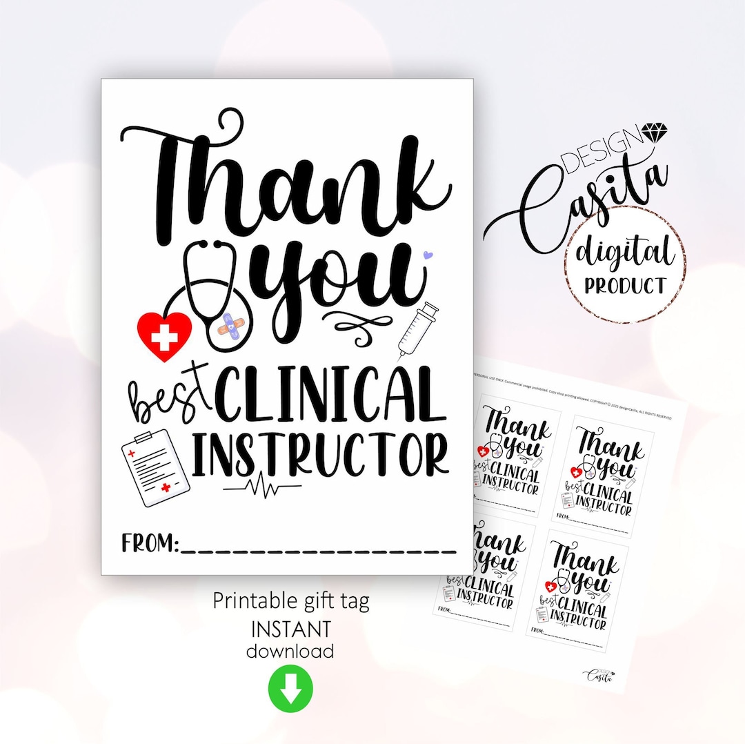 Clinical Instructor Printable Favor Gift Tag 3x4,medical Thank You ...