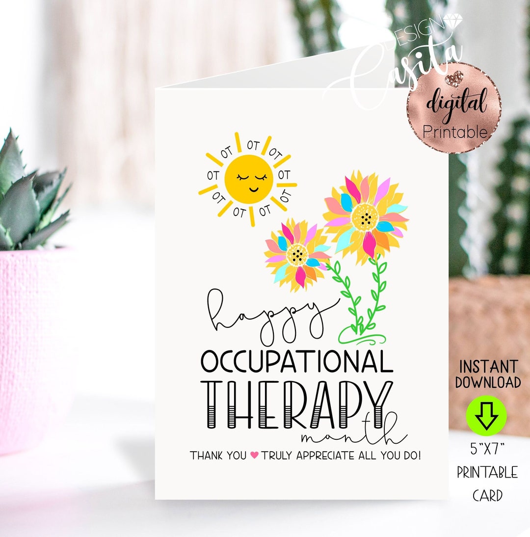 Occupational Therapy Month Printable 5x7 Folded Greeting Card,pediatric ...