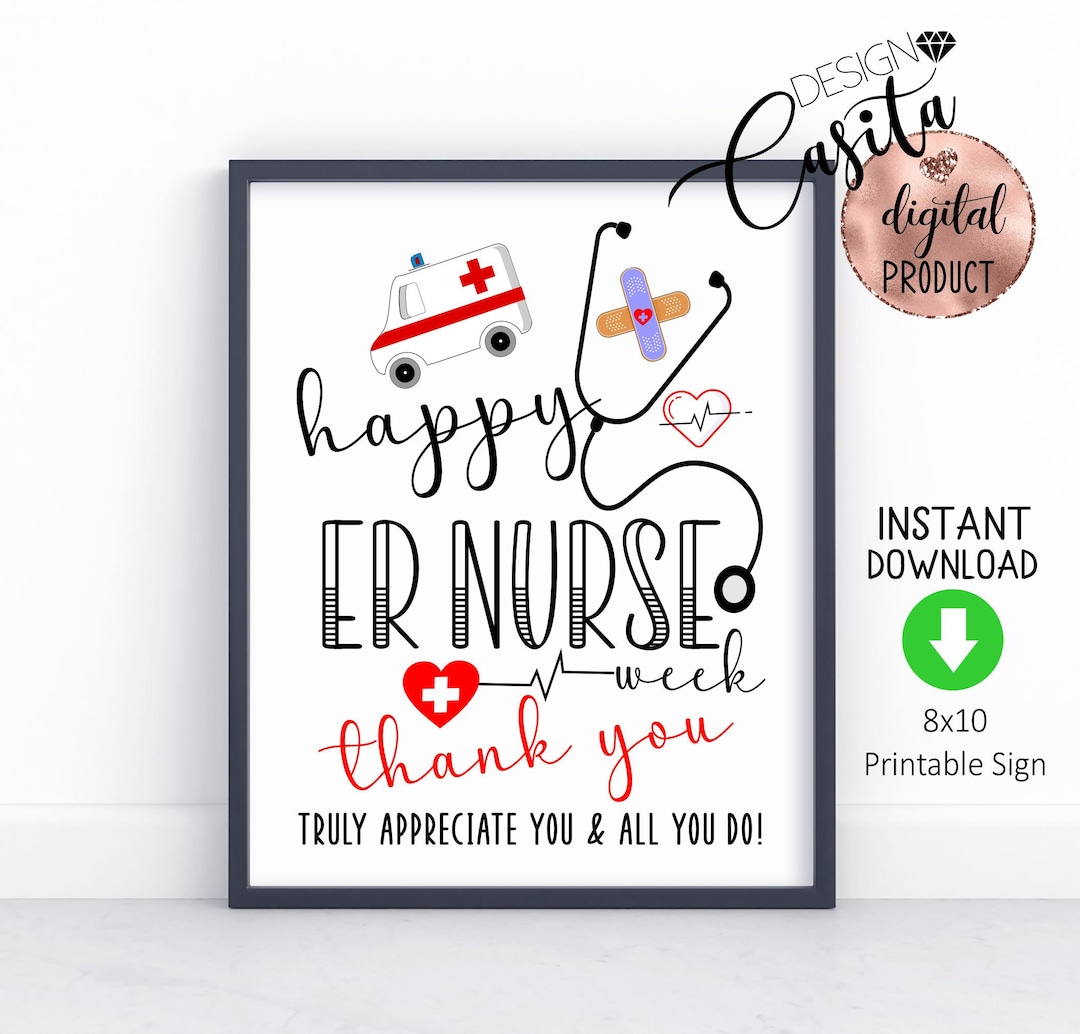 ER Nurse Week Printable 8x10 Party Sign,emergency Nurse Week Sign,nurse ...