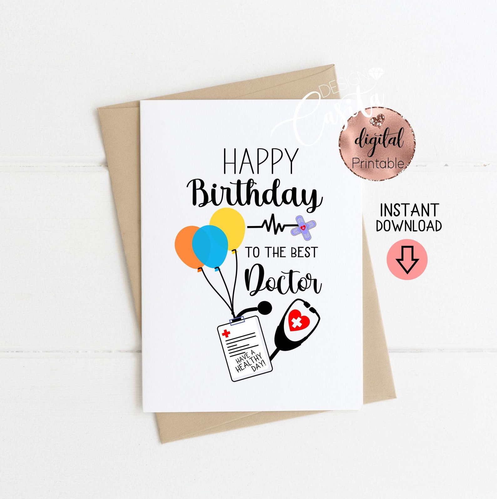 Doctor Birthday printable 5x7 folded greeting | Etsy