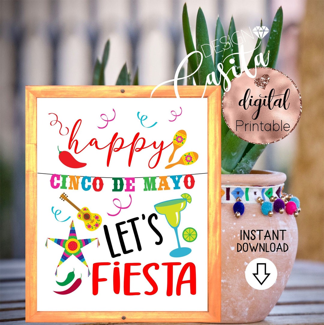 Cinco De Mayo Lets Fiesta Printable 8x10 Party Signfiesta - Etsy
