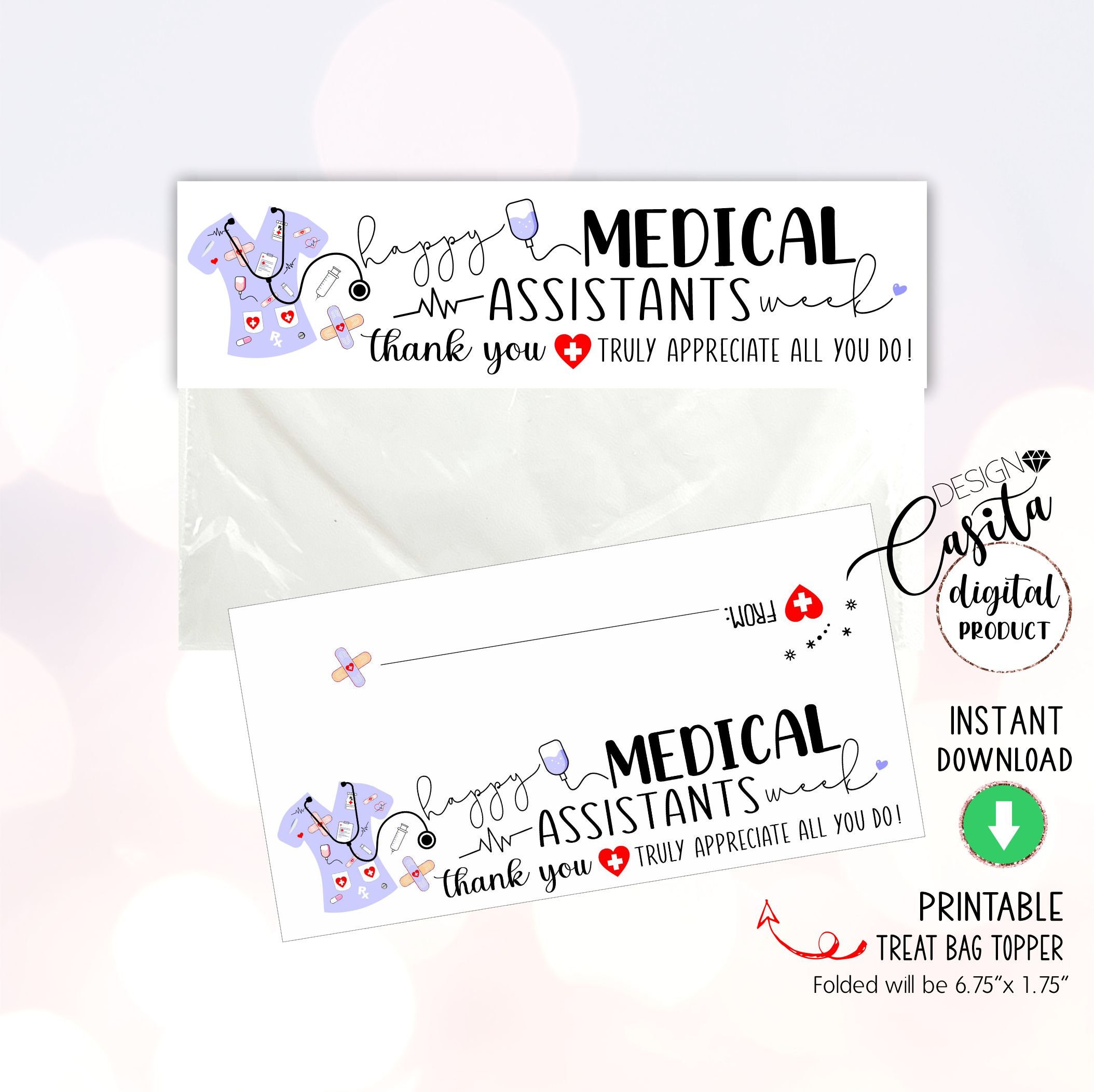 Medical Assistant Week Bag Topper Printable Tag,ma CMA Candy Bag Topper ...
