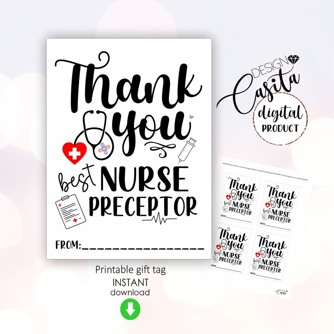 Preceptor Printable Favor Gift Tag 3x4,thank You Nurse Preceptor Gift ...
