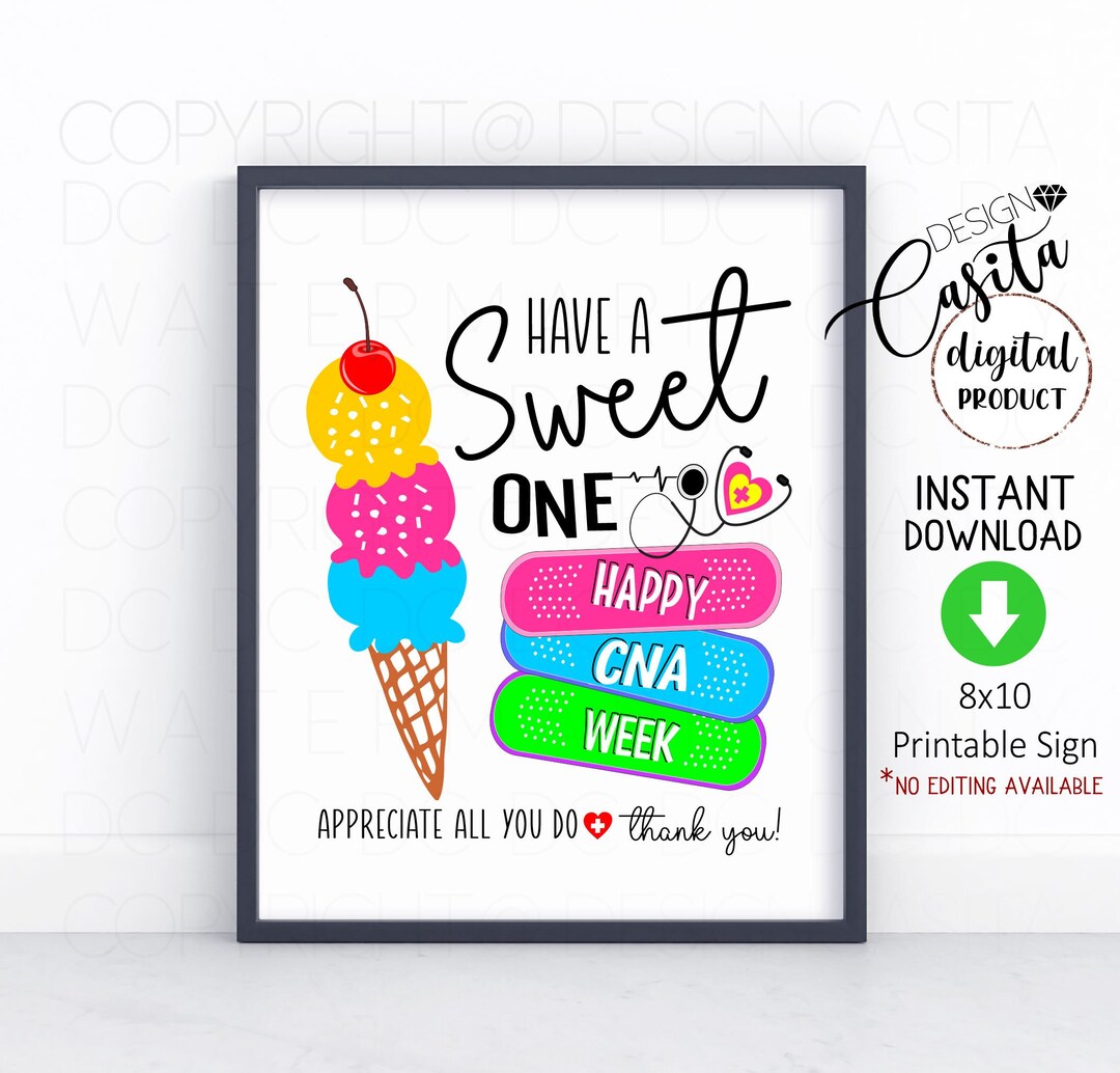 CNA Week Ice Cream Printable 8x10 Party Signnurse Assistant - Etsy
