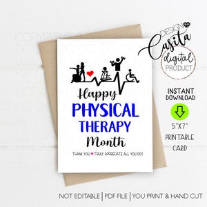 Physical Therapy Month Printable 5x7 Folded Greeting Card,colorful ...