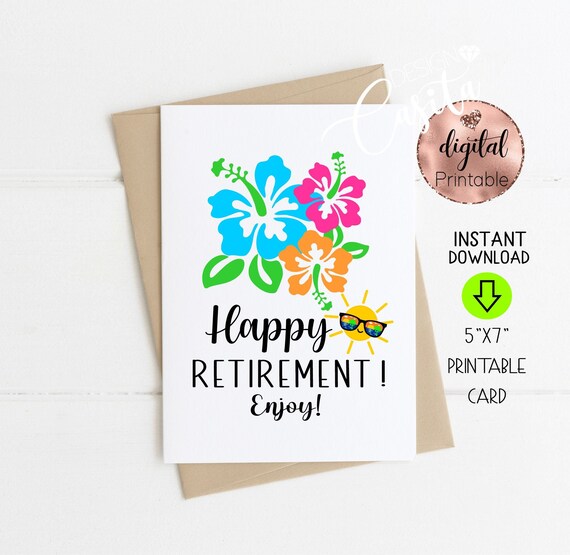 Happy Retirement Printable 5x7 Folded Greeting Cardhawaiian - Etsy