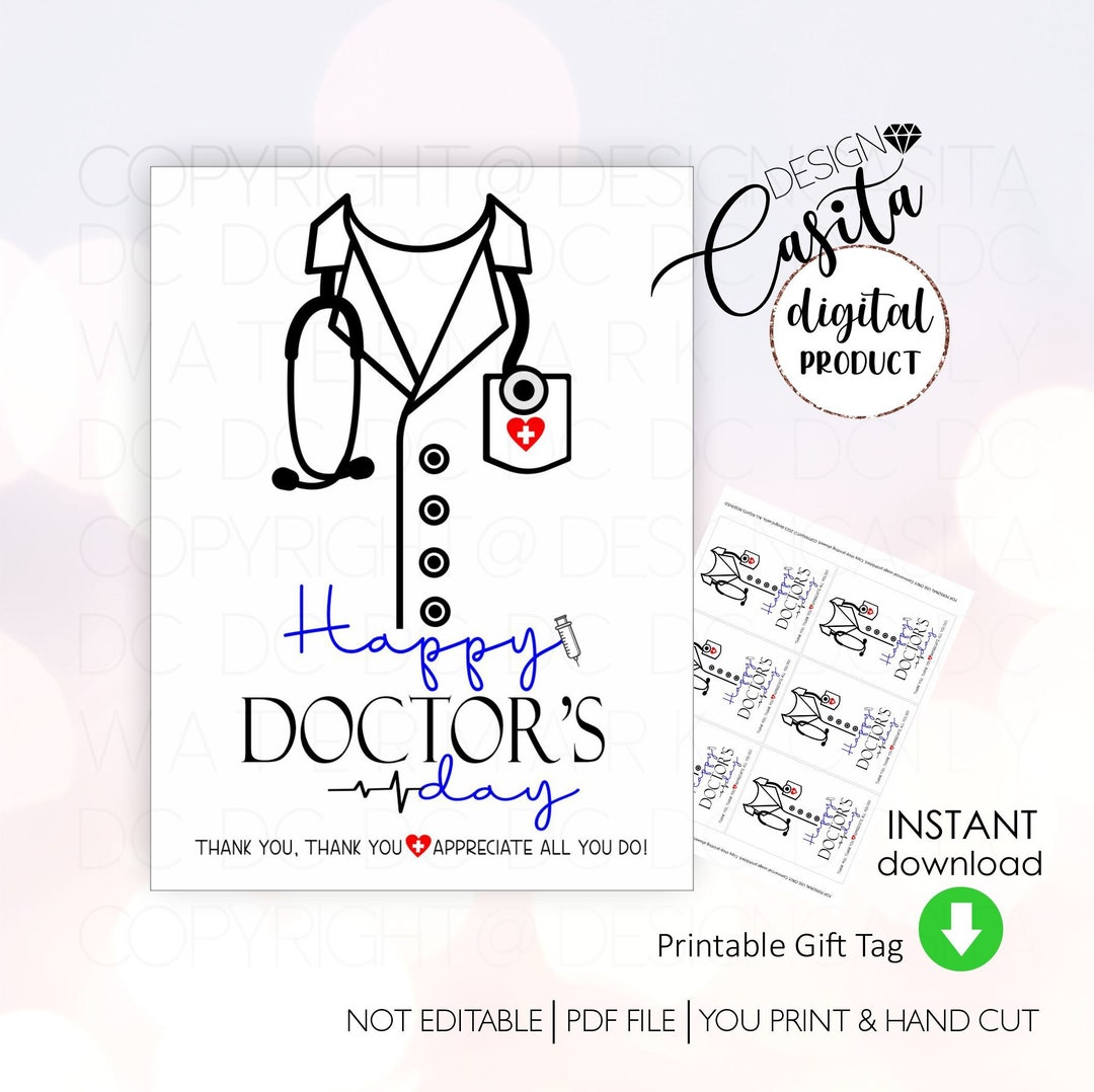 Doctors Day Printable Favor Gift Tag,doctor Thank You,white Coat ...
