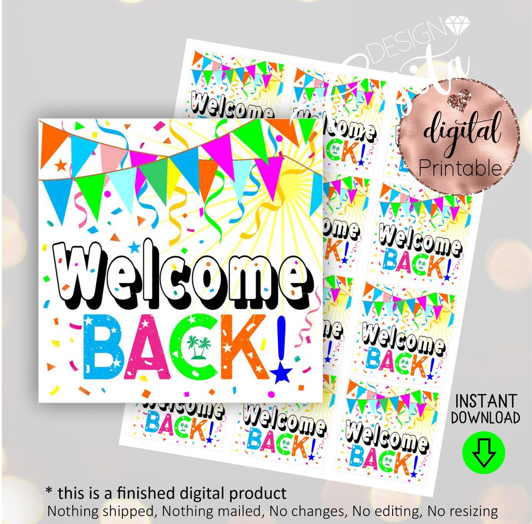 Welcome Back Confetti Printable 2.5 Square Gift Tagback to - Etsy UK