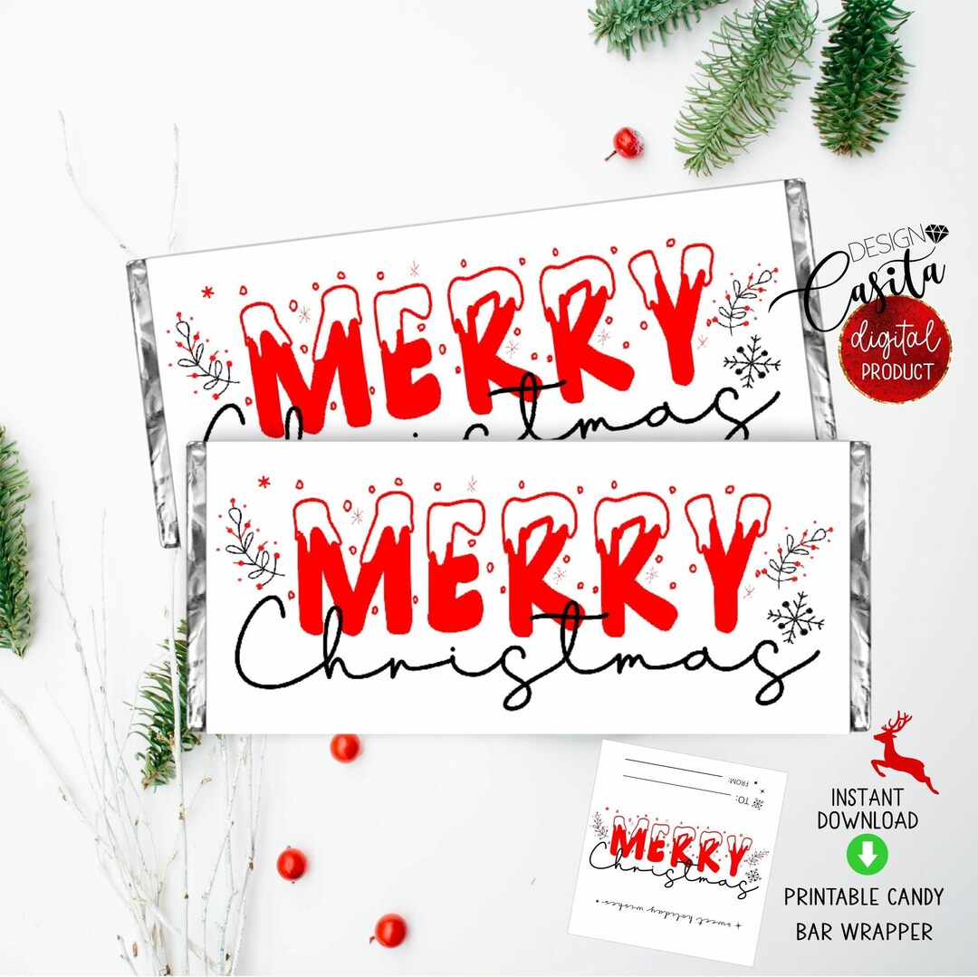 Merry Christmas Printable Candy Bar Wrapper,sweet Holiday Wishes,staff ...