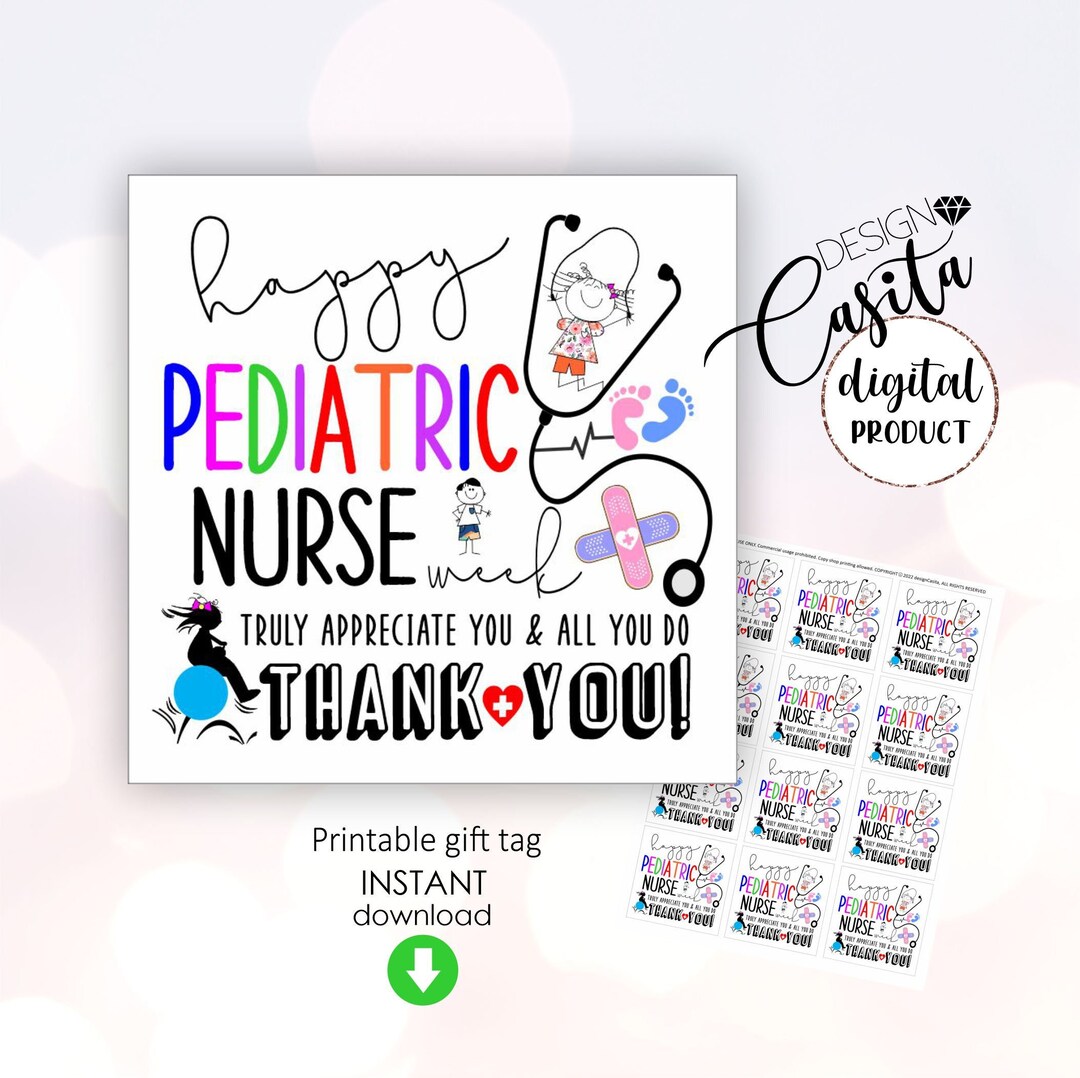 Pediatric Nurse Week Printable Favor Gift Tag,obgyn Baby Nurse Tag,pedi ...