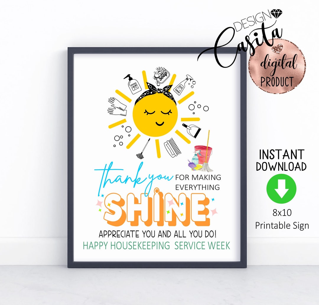 Housekeeping Service Week Printable 8x10 Party Sign,maid Appreication ...