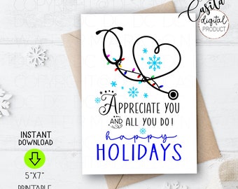 Healthcare Greeting Card Printable Doctor Christmas Card - Etsy