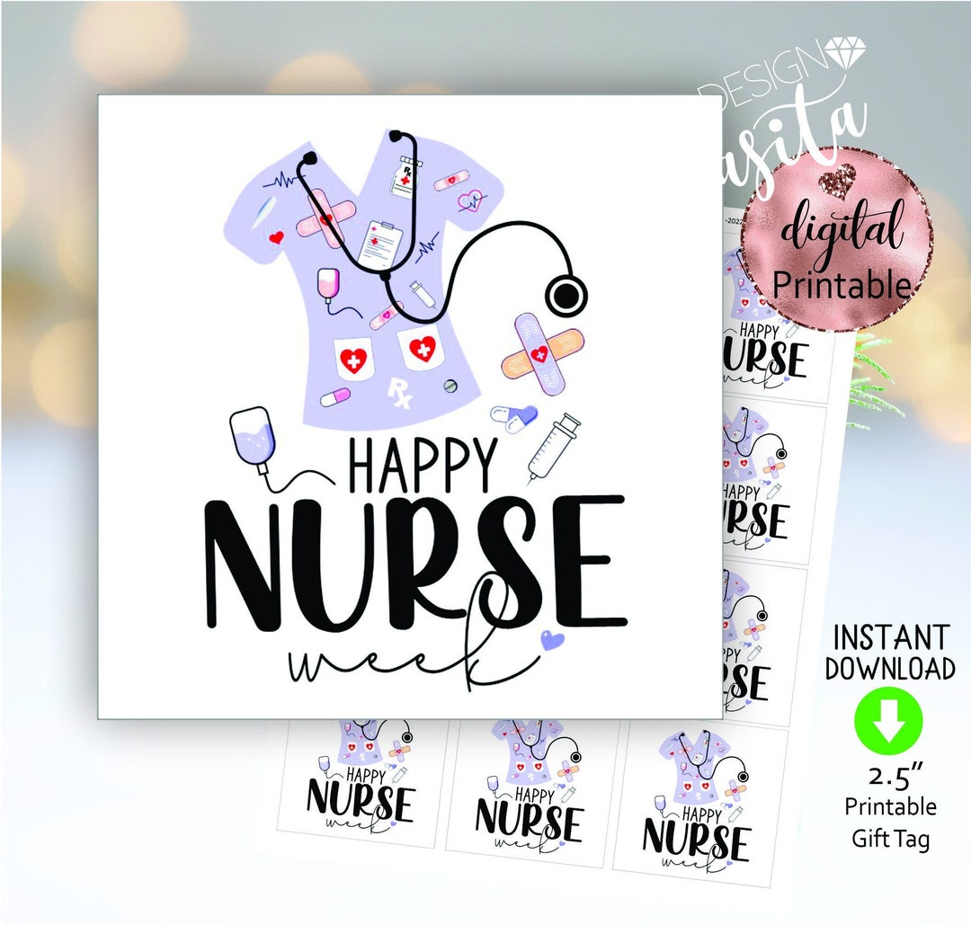 Nurse Week Thank You Printable Scrub Top Favor Gift Tag,np Thank You ...