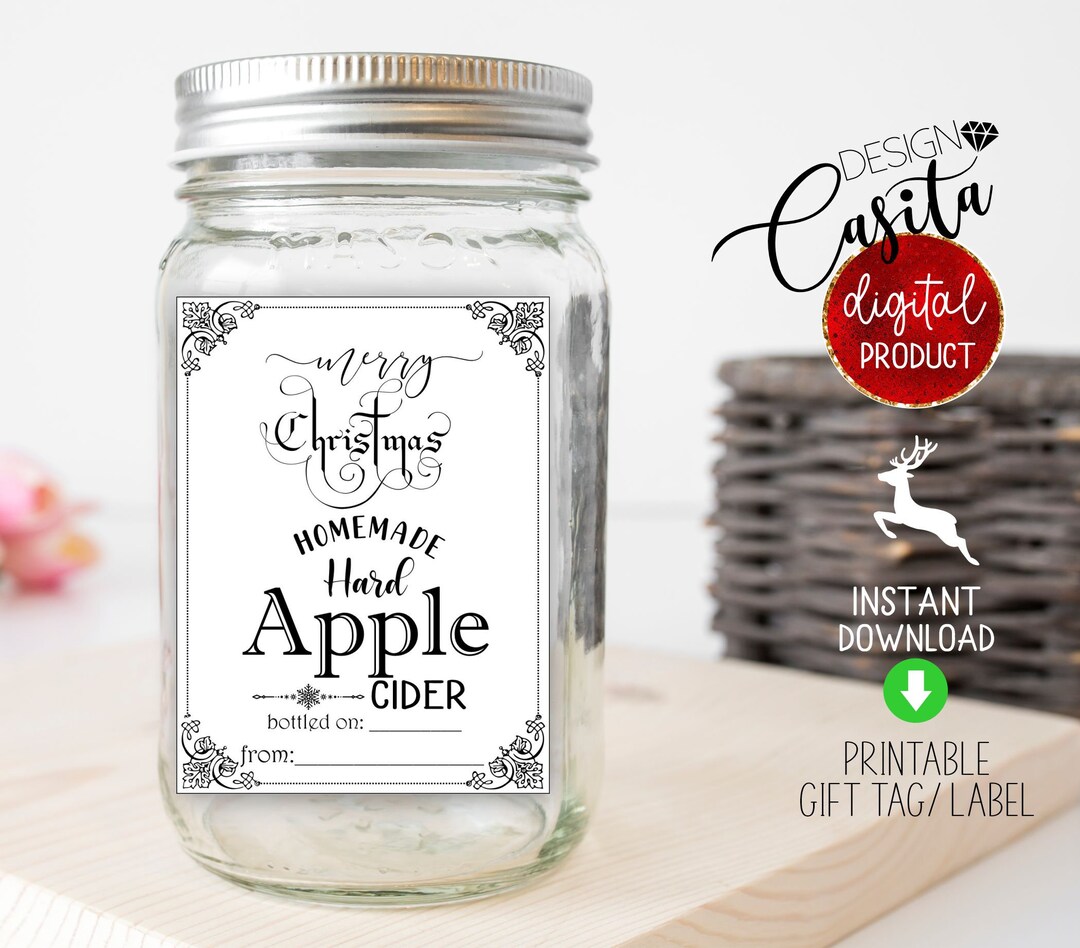 Apple Cider Printable Gift Tag Label 3x4,mason Jar Apple Cider Label ...