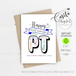Physical Therapy Month Printable 5x7 Folded Greeting - Etsy
