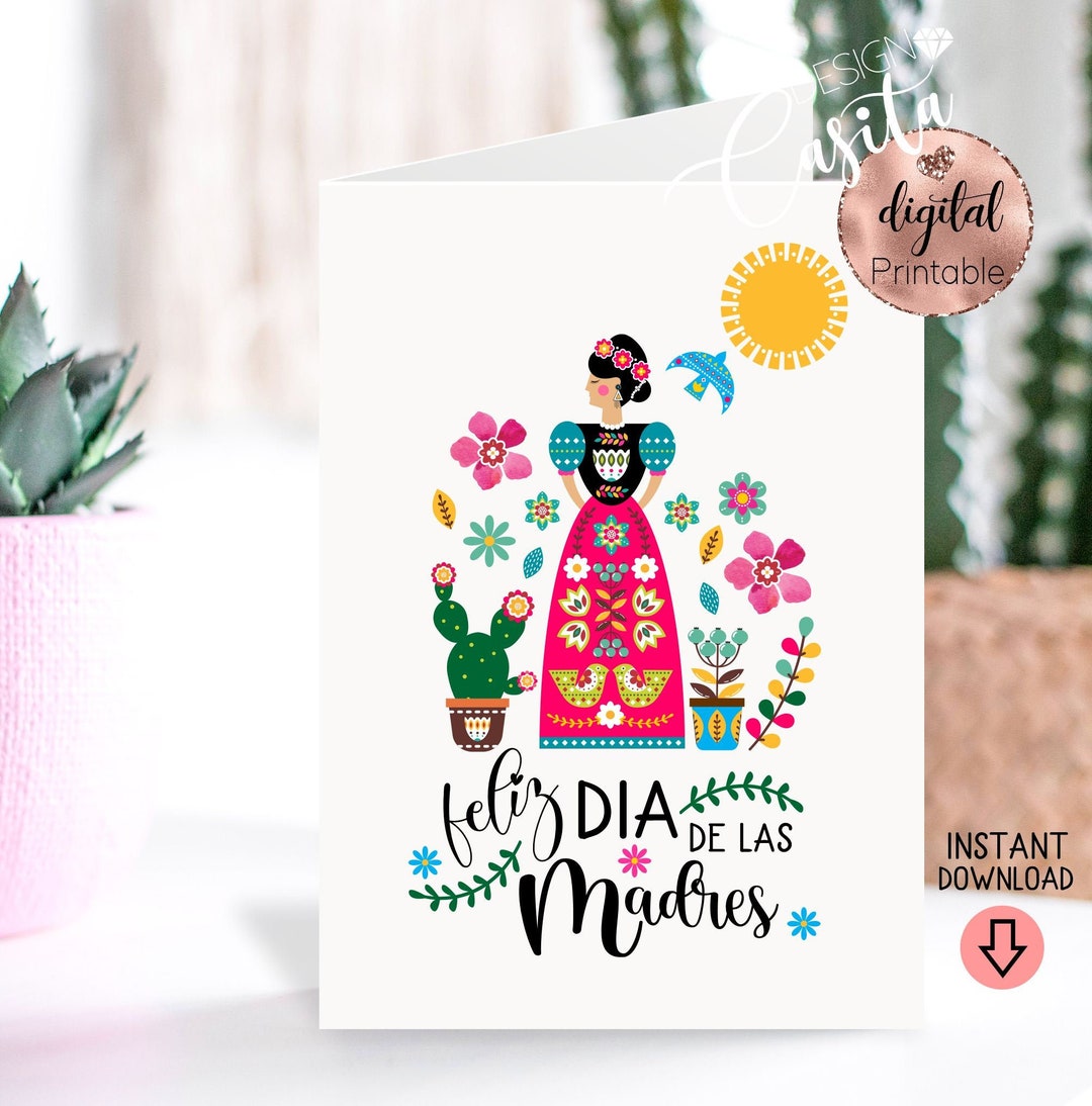 Feliz Dia De Las Madres Spanish Mother's Day Printable 5x7 Folded ...
