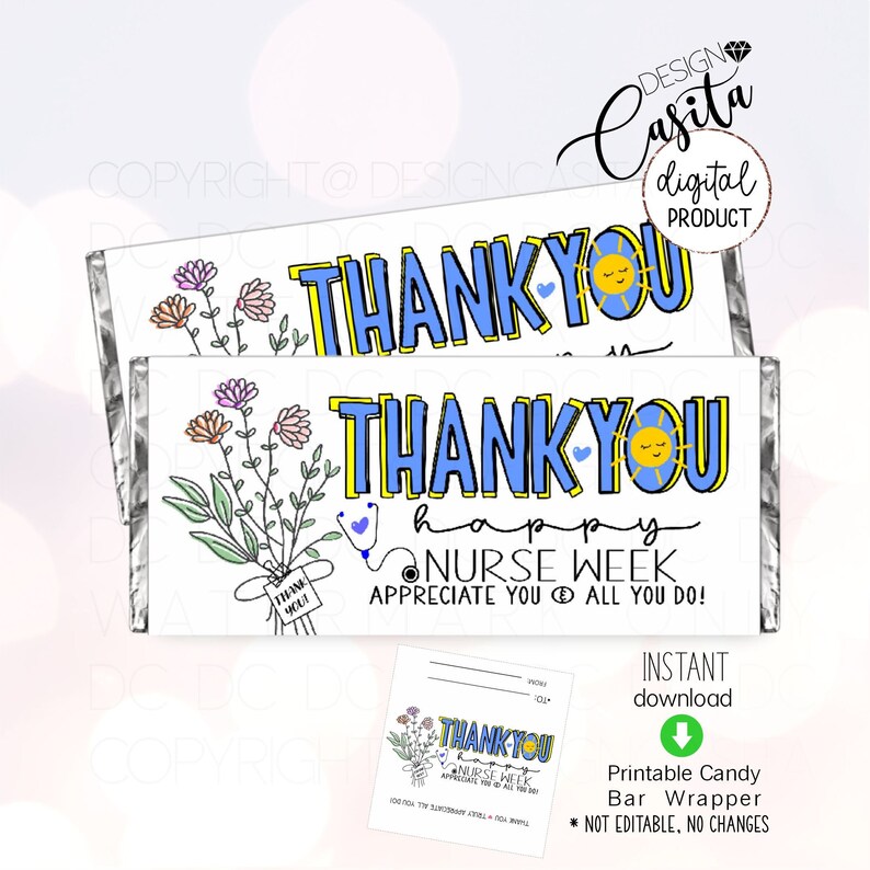 Nurse Week Printable Candy Bar Wrapperflowers Nurse - Etsy