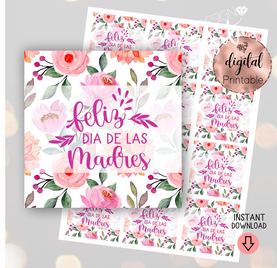 Feliz Dia De Las Madres Floral Printable Square Gift Tag,purple Spanish ...