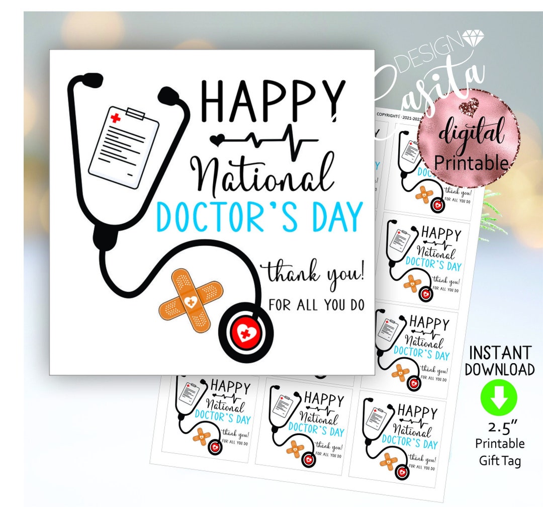 National Doctor's Day Printable Tag 2.5,medical Thank You,mini Cookie ...