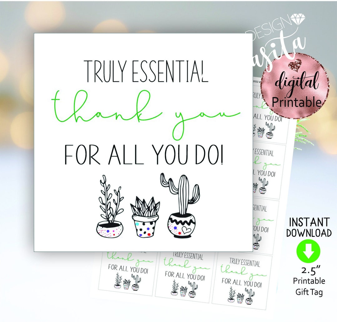 Staff Appreciation Plant Printable Gift Tag,essential Worker Gratitude ...