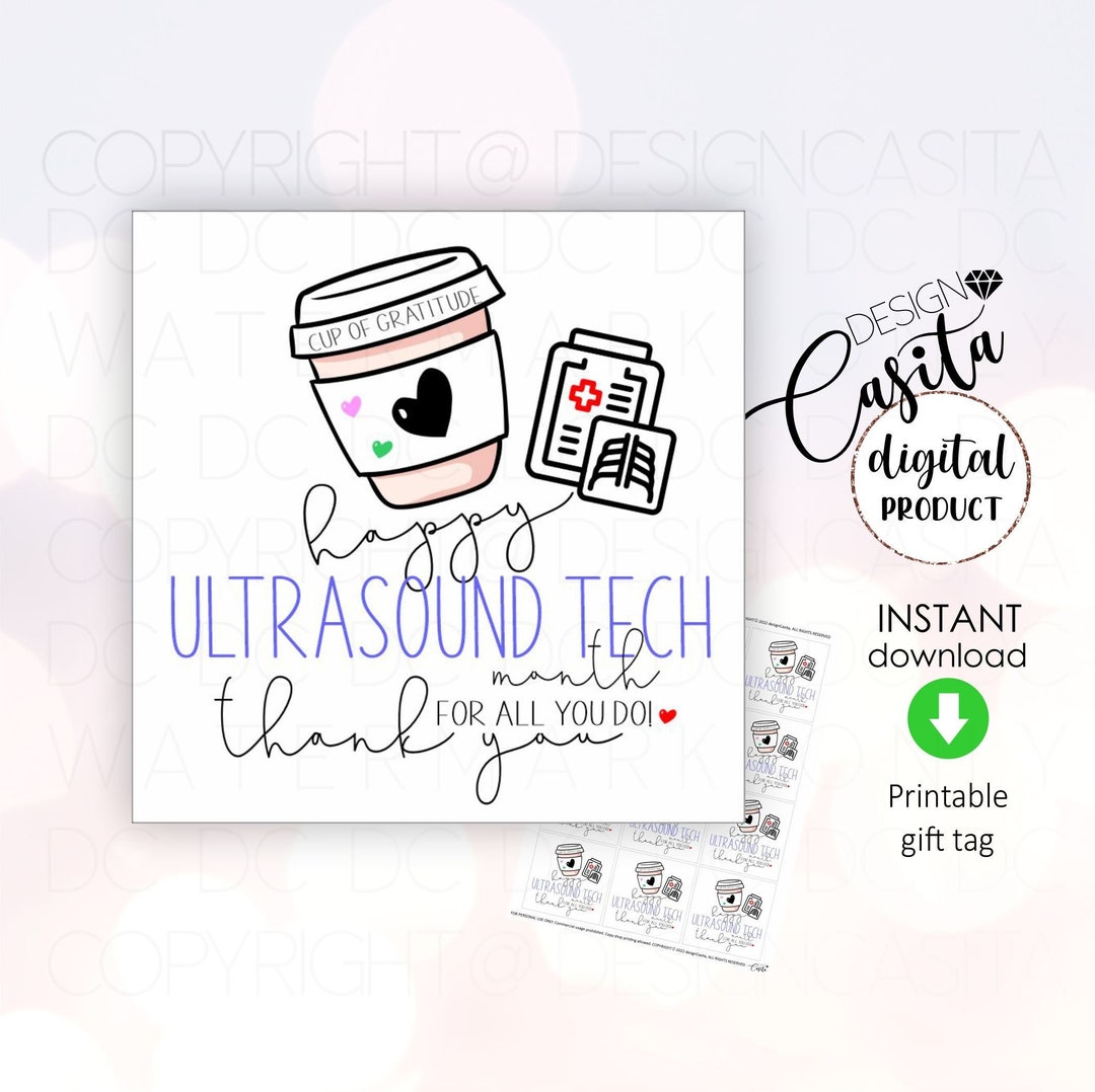 Ultrasound Tech Month Coffee Printable Favor Gift Tag,ultasound Tech ...