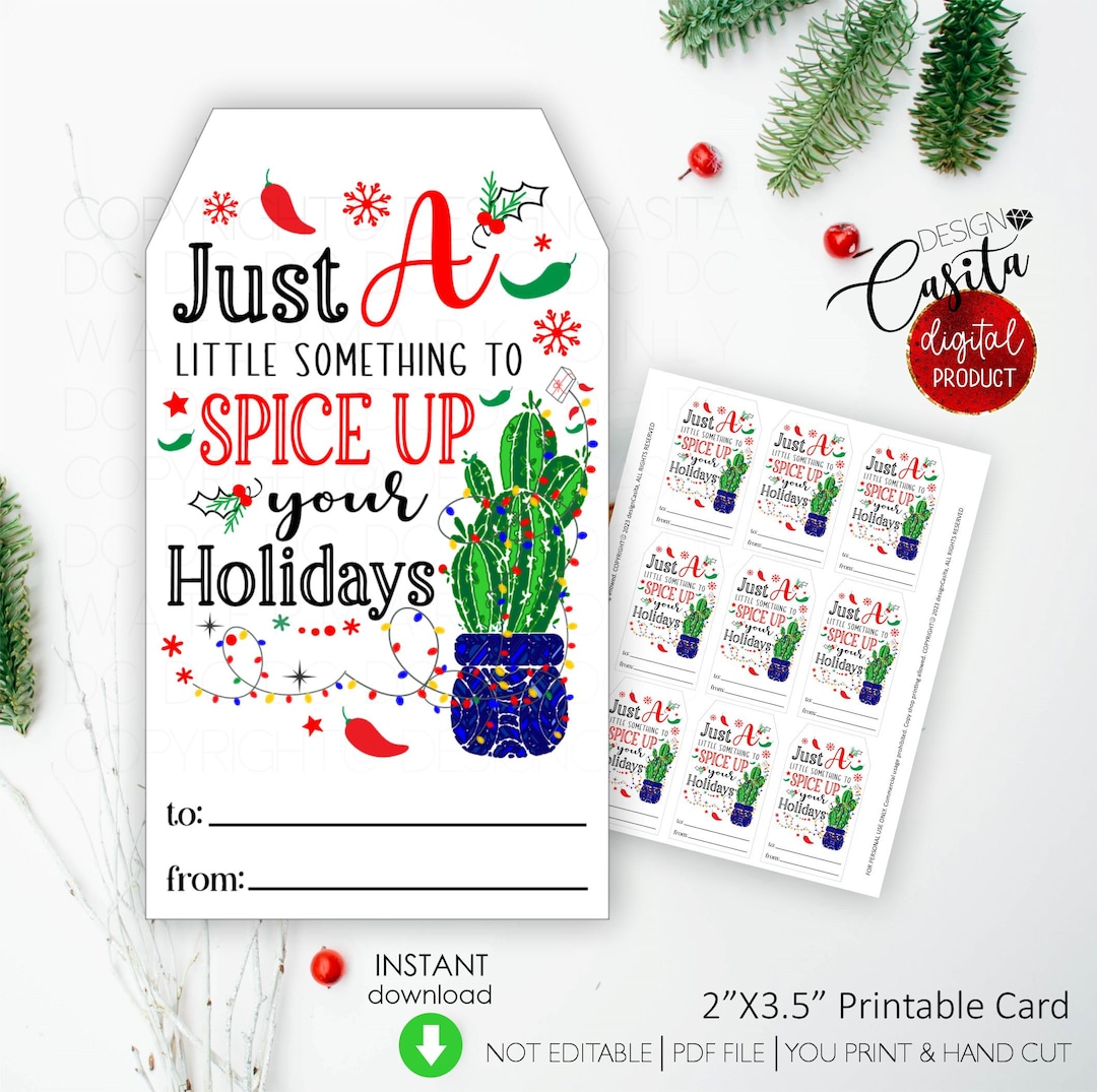 Spice up Your Holidays Printable Gift Tag,hot Sauce Christmas Tag,salsa ...