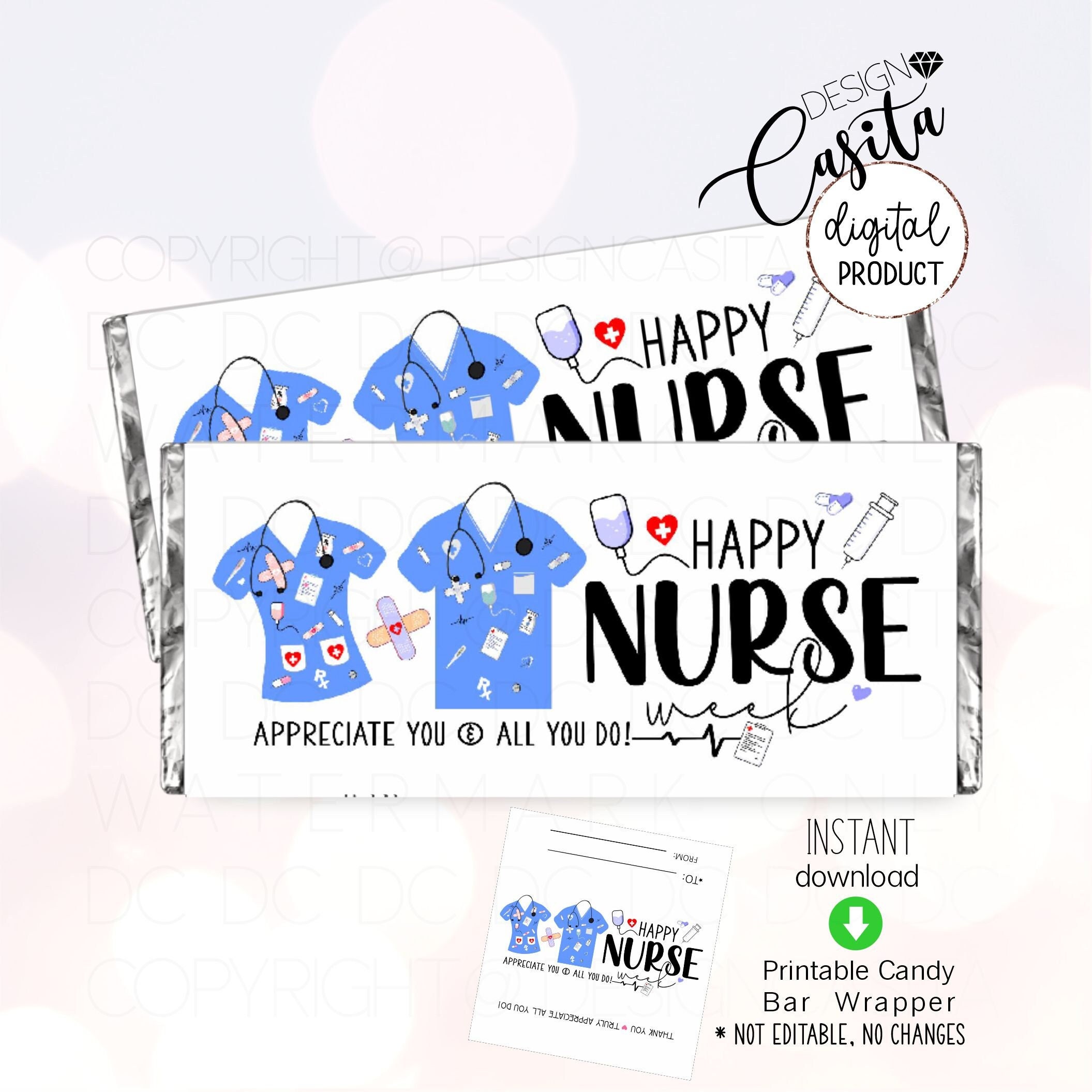 Nurse Week Printable Candy Bar Wrapperscrub Tops Nurse - Etsy Canada