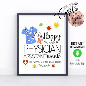 Physician Assistant Week Printable 8x10 Party Sign,pa Week Fall Leaves ...