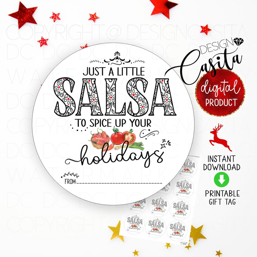 Salsa Printable Gift Tag Label Circle 2.5 for Mason Jar Canning ...