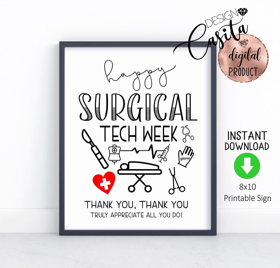 Surgical Tech Week Printable 8x10 Party Sign, National Surgical ...