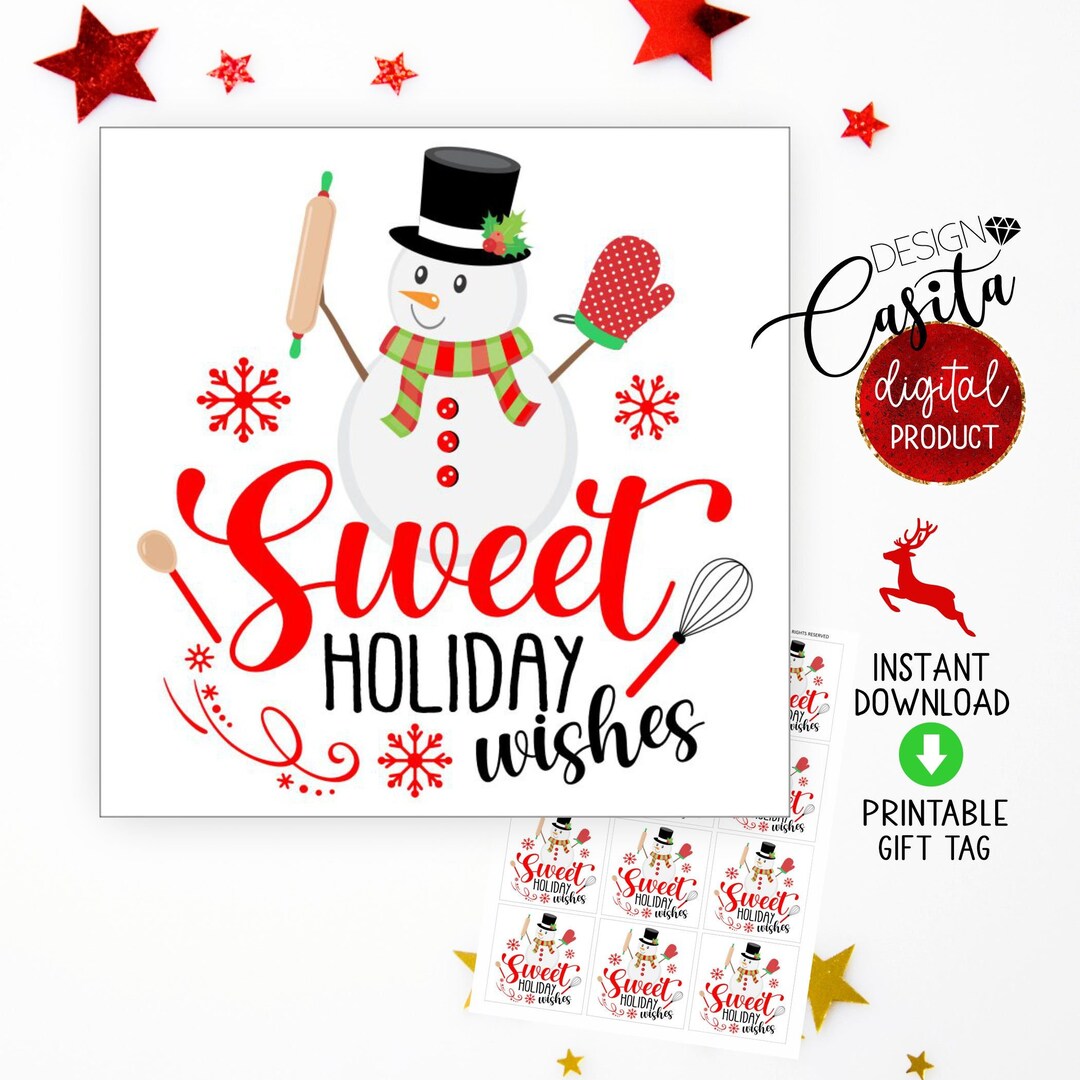Sweet Holiday Wishes Snowman Printable Gift Tag,candy Christmas Tag ...
