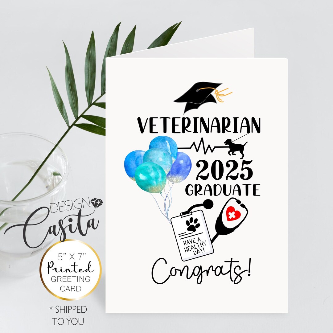 Veterinarian Graduate 2025 Printed Physical 5x7 Folded Greeting Card ...