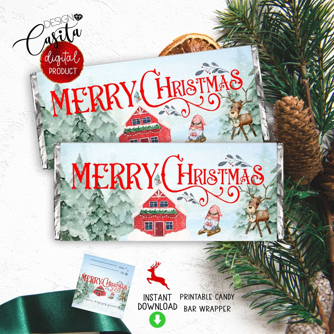 Christmas Treat Printable Candy Bar Wrapper,merry Christmas Sweet ...