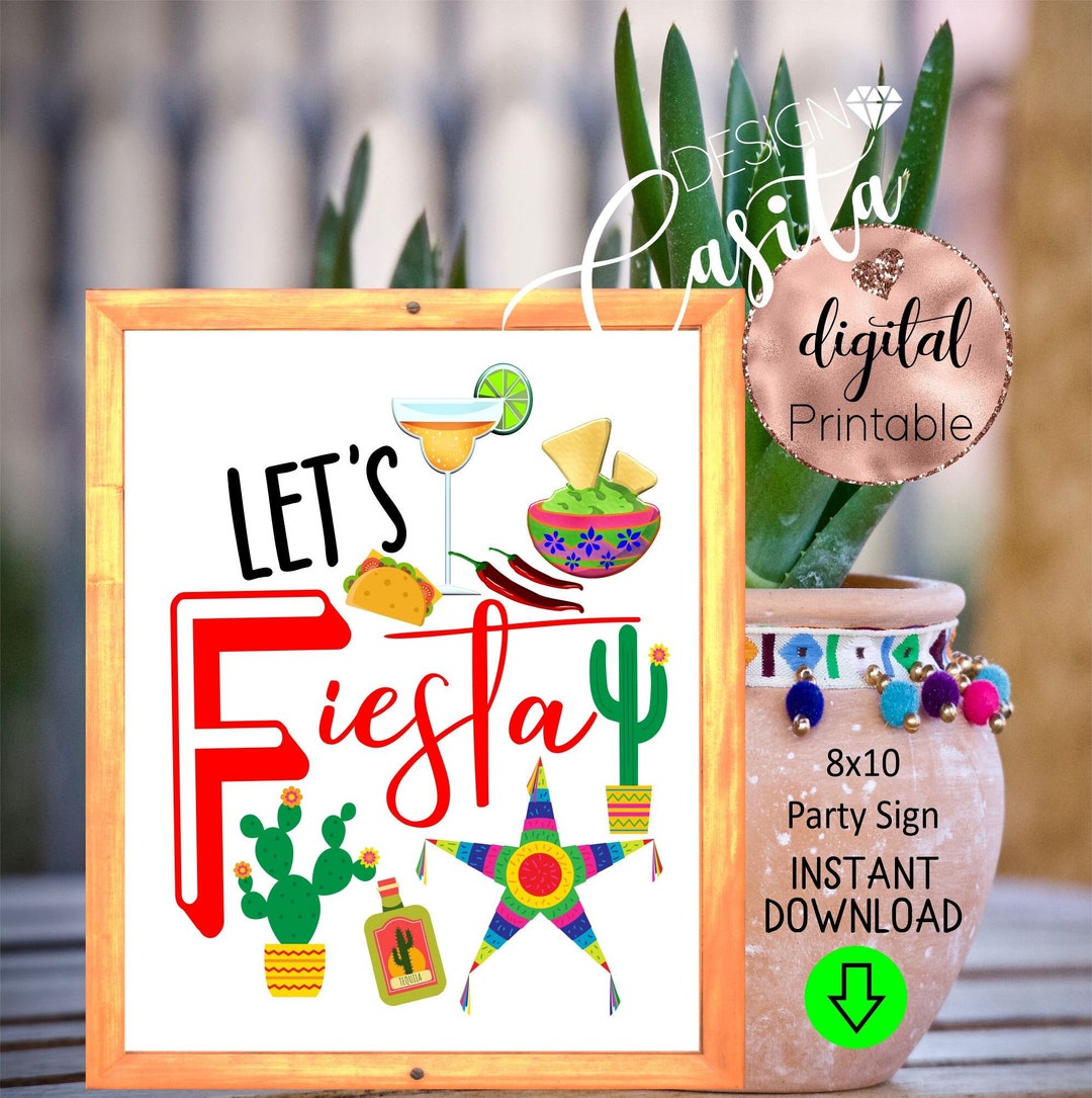 Lets Fiesta Printable Party Sign 8x10,fiesta Birthday Party,mexican ...