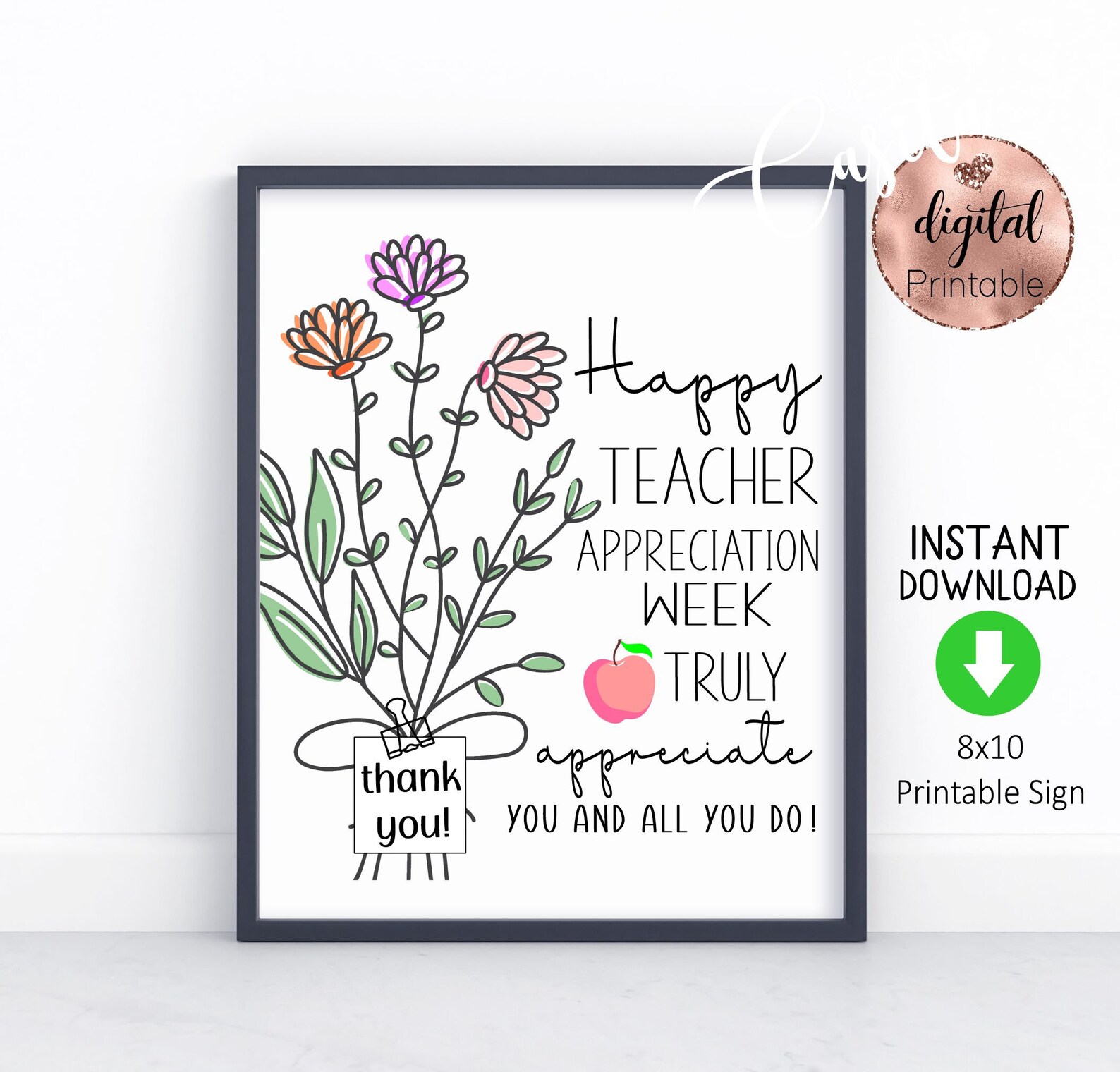 Teacher Appreciation Week Printable 8x10 Party Signstem | Etsy