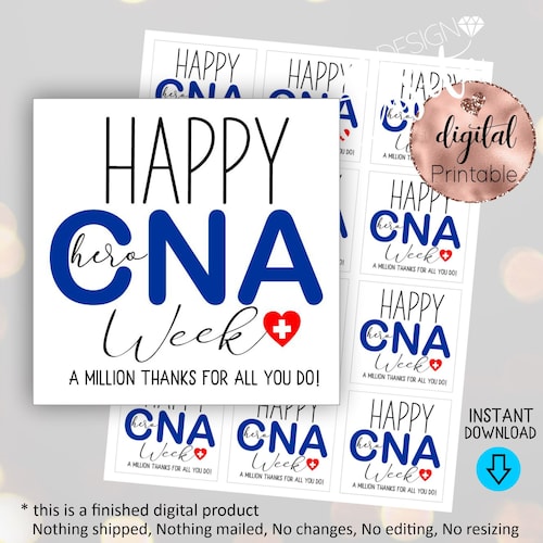 Happy CNA Week Printable Square Favor Gift Tagthank You for - Etsy