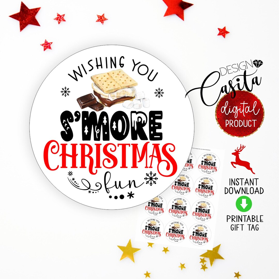 Smore Christmas Printable Gift Tag Circle 2.5,vintage S'mores Kit Tag ...