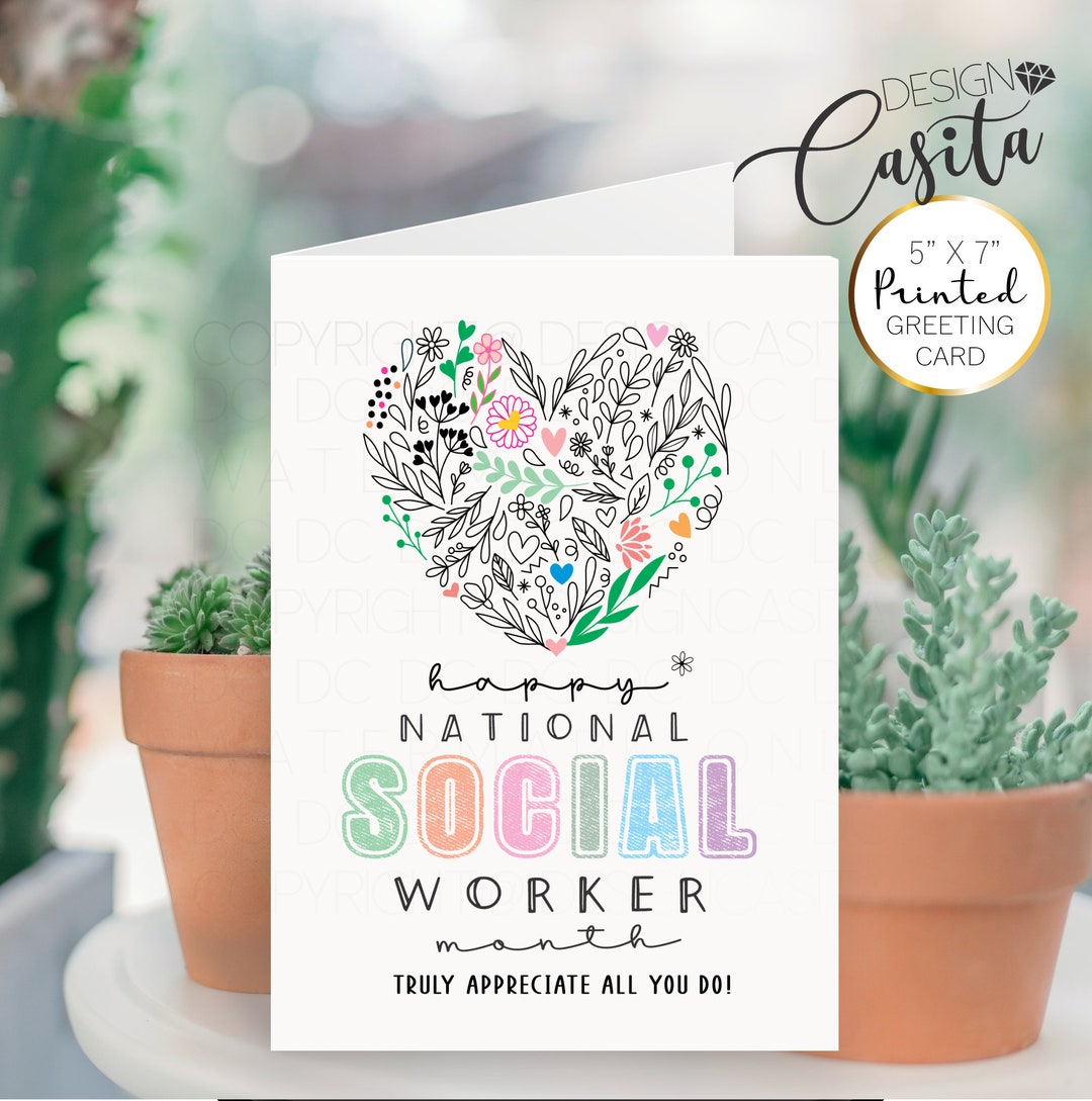 Happy National Social Worker Month Printed Physical 5x7 Folded Greeting ...